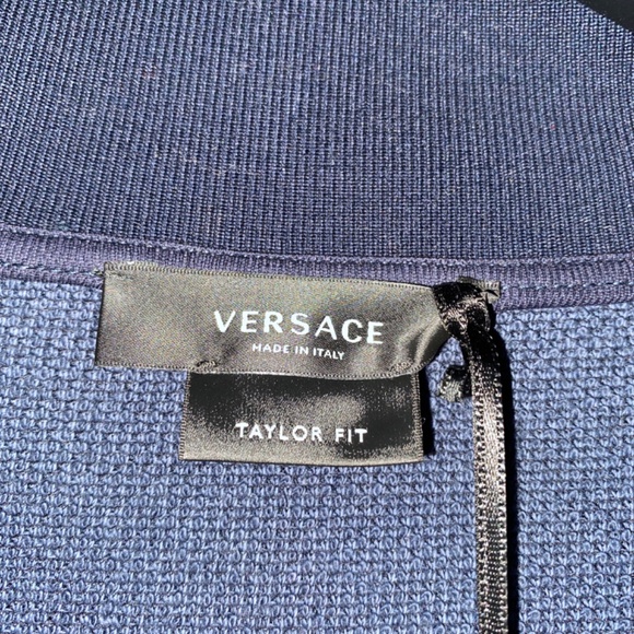 Versace | Jackets & Coats | Versace Mens Blue Logo Print Zipup Jacket ...